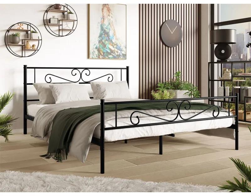 Kovová postel s roštem Bengrio 0601, Rozměr postele: 160x200, Barva: Bílá