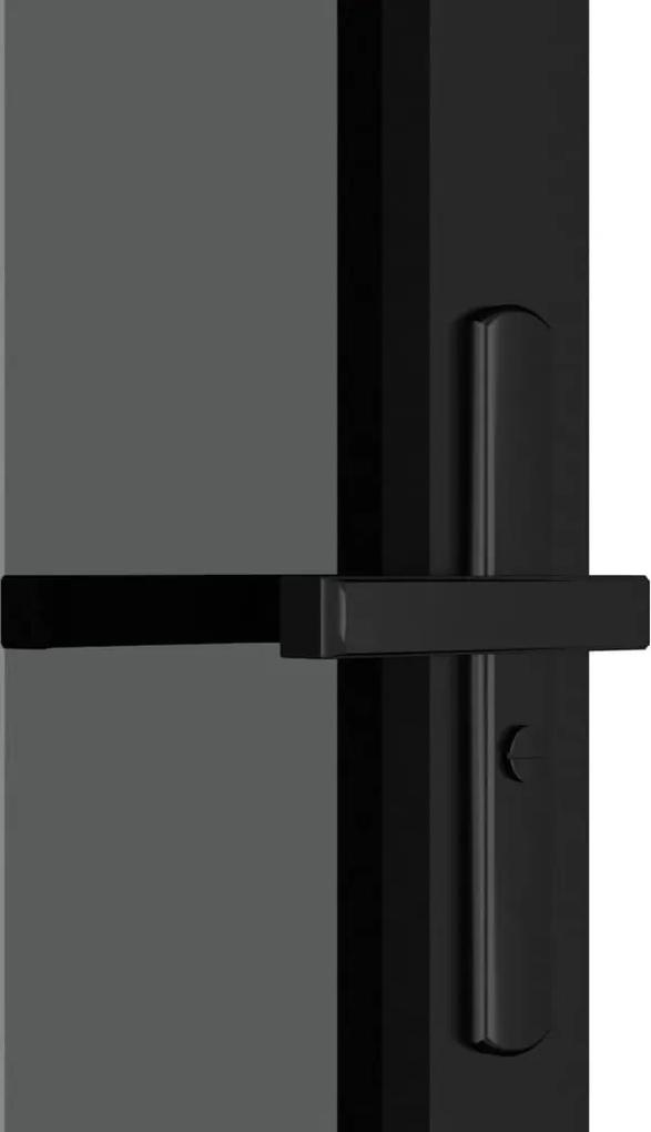 vidaXL Interiérové dveře 83 x 201,5 cm bílé ESG sklo a hliník [350561] Barva: Černá a tmavě průhledná
