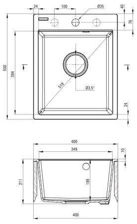 Deante ZRC_2103 - Kuchyňský dřez CORIO 50x40 cm granit/grafit