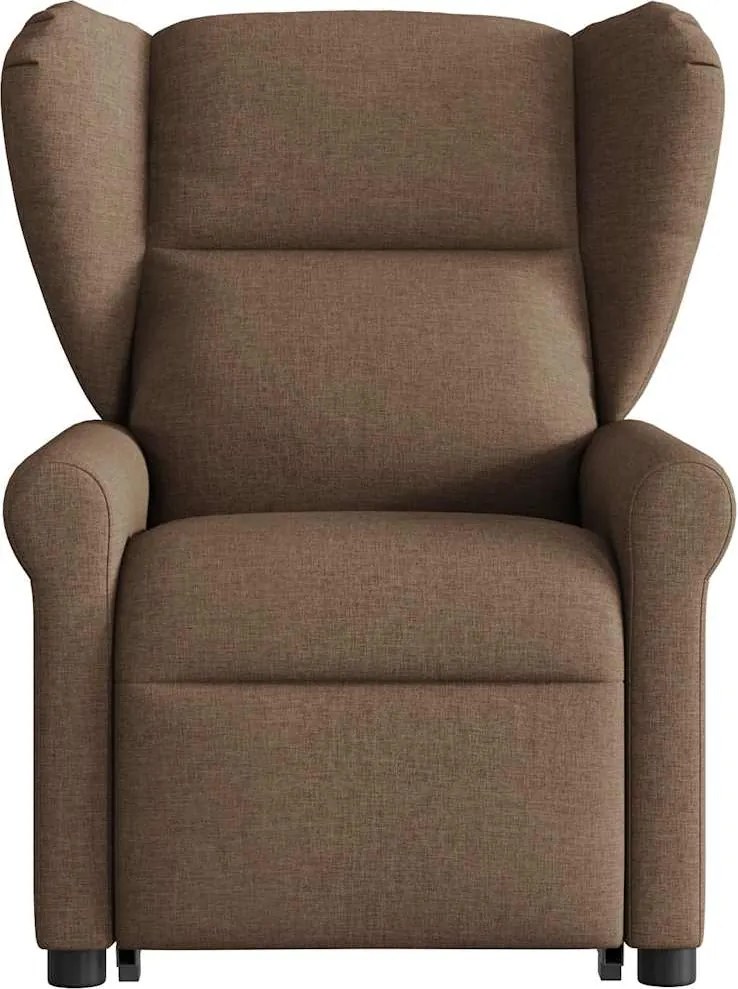 Zvedací polohovací křeslo hnědé textil 3303378