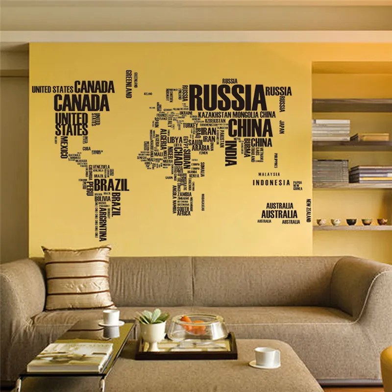 Živá Zeď Samolepka na zeď Mapa světa Velikost: 190 X 116 cm
