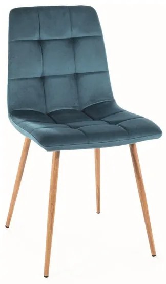Jídelní židle MILA VELVET dub Signal Modrá