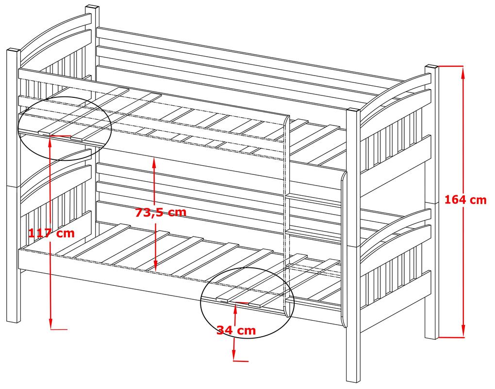 Dětská postel 90 cm Galvin (s roštem a úl. prostorem) (borovice). 1013522