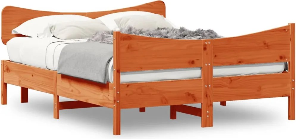 Postel bez matrace voskově hnědá 140 x 190 cm masivní borovice 3216395