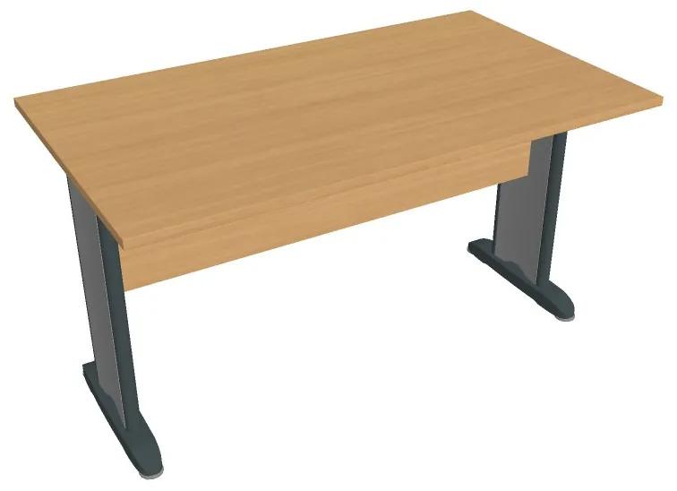 Stůl jednací rovný 140 cm - Hobis Cross CJ 1400 Dekor stolové desky: buk, Dekor lamino podnože: buk, Barva nohou: černá
