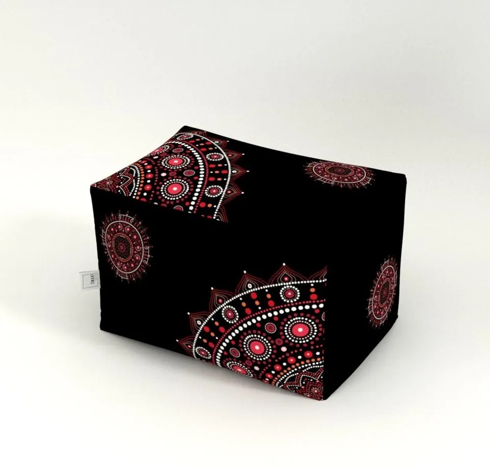 Smartdeco Taburet velký Mandala Černo-červená - (v/h/š) 40 x 40 x 60 cm