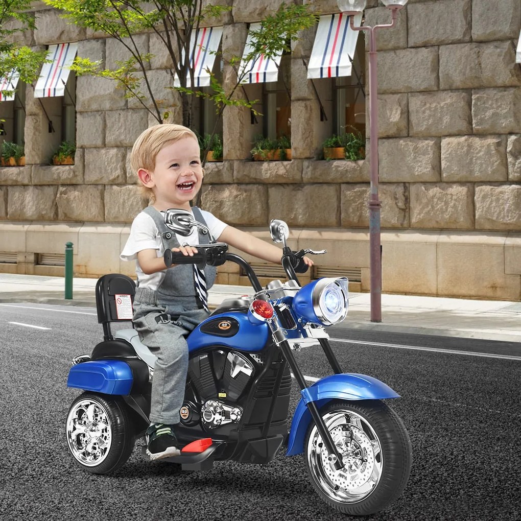Costway 6 V elektrický motocykl s nastavitelnými světlomety motocykl modrá +