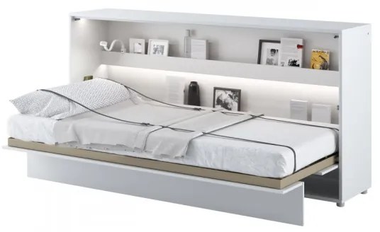 Sklápěcí postel BC-06 90x200 Bed Concept, Barva: bílá / bílý lesk, Osvětlení: bez osvětlení, LED světlo s USB: jedno LED světlo s USB