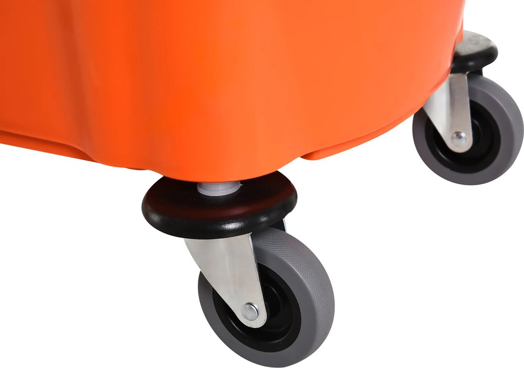 HOMCOM Úklidový vozík s košem na kolečkách a ždímačkou 36 l černý/oranžový 54x41x91,5 cm pro profesionální úklid