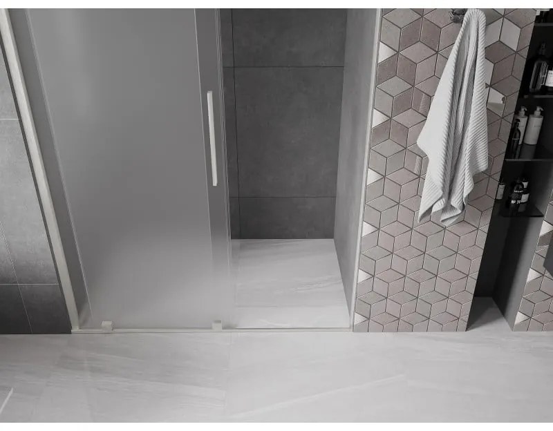 Mexen Velar, posuvné sprchové dveře do otvoru 160 cm, 8mm sklo námraza, broušená ocel, 871-160-000-31-97