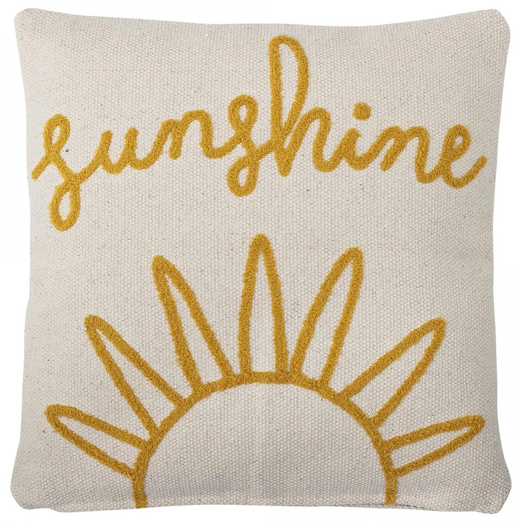 Bloomingville Tkaný bavlněný polštář Sunshine, béžová barva, textil