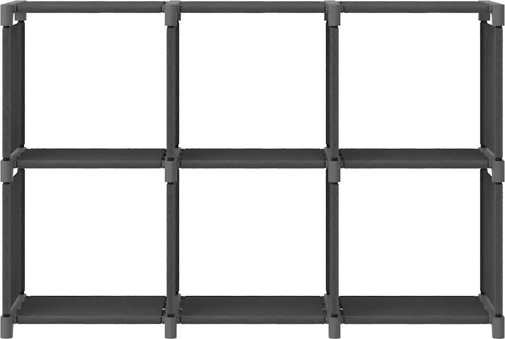 Výstavní police se 6 přihrádkami šedá 103 x 30 x 72,5 cm textil 322608