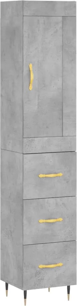 Skříň highboard betonově šedá 34,5x34x180 cm kompozitní dřevo 3200181