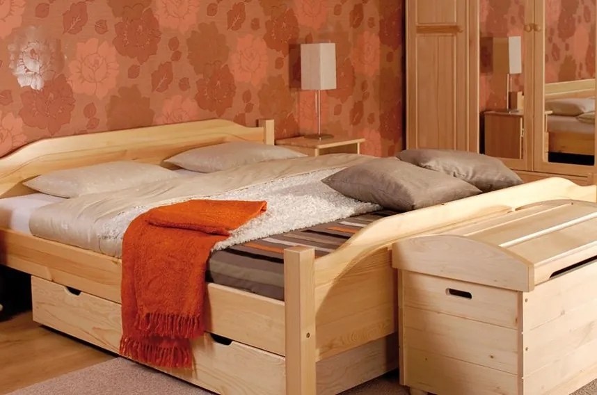 Drewmax LK136 90x200 cm - Dřevěná postel masiv palanda