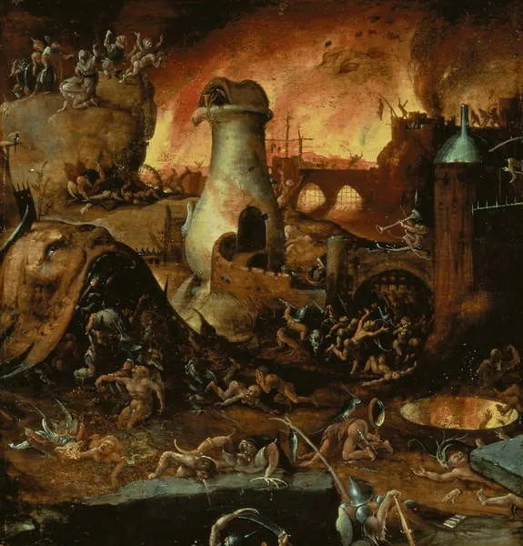 Hieronymus (school of) Bosch - Obrazová reprodukce Hell, (40 x 40 cm)