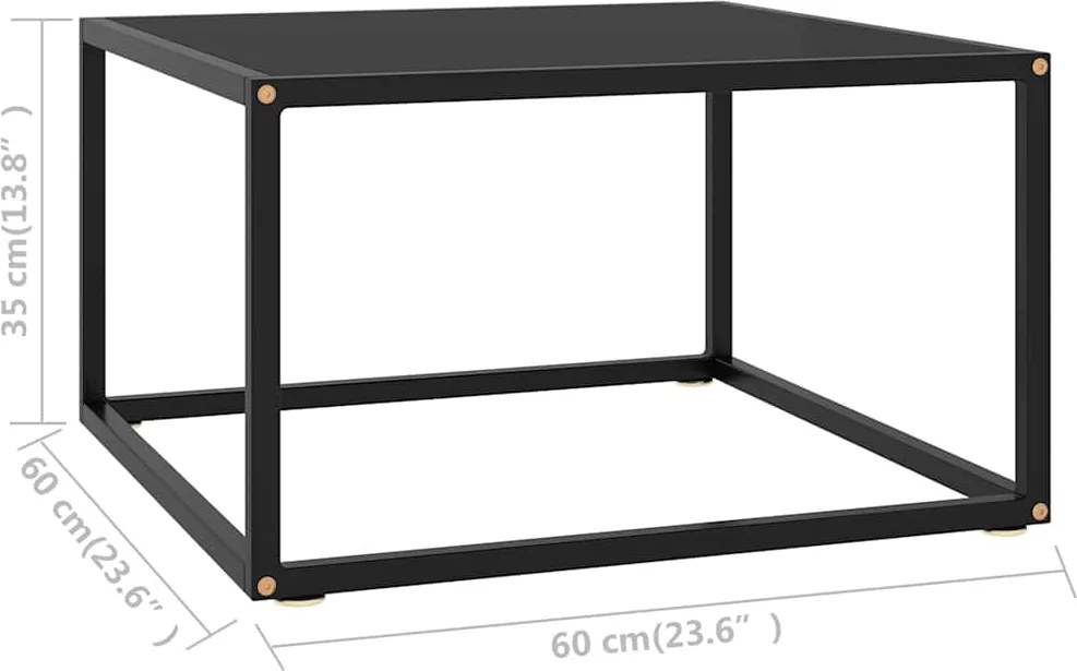 Konferenční stolek černý s černým sklem 60 x 60 x 35 cm 322872