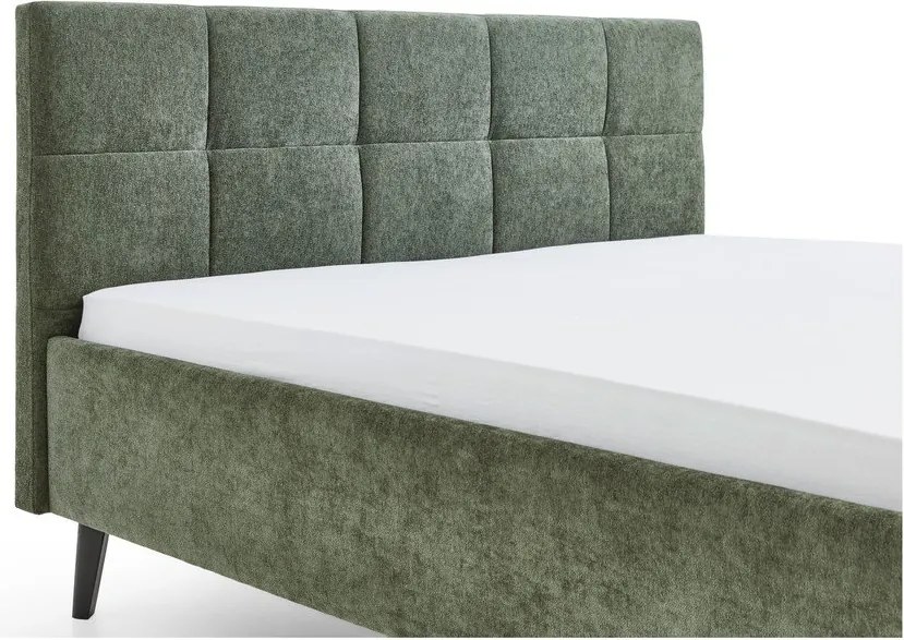 Khaki čalouněná dvoulůžková postel s úložným prostorem s roštem 180x200 cm Nova – Meise Möbel