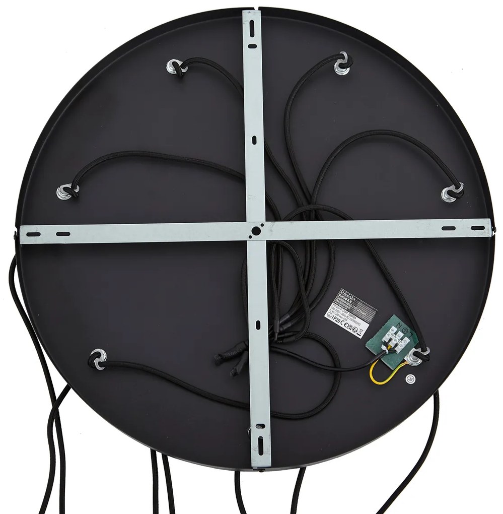 Moderní závěsné svítidlo černé s bílým sklem kulaté 7-světelné - Misty