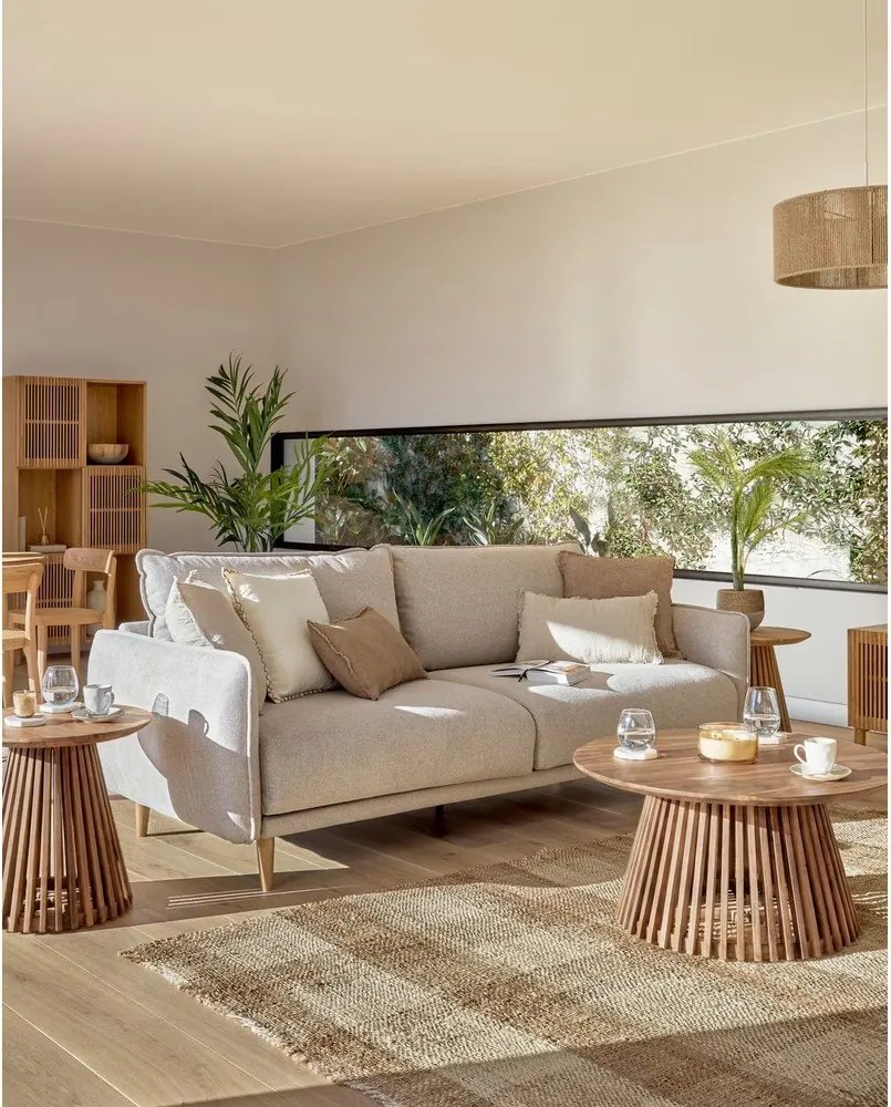 Konferenční stolek z teakového dřeva Kave Home Irune, ⌀ 80 cm