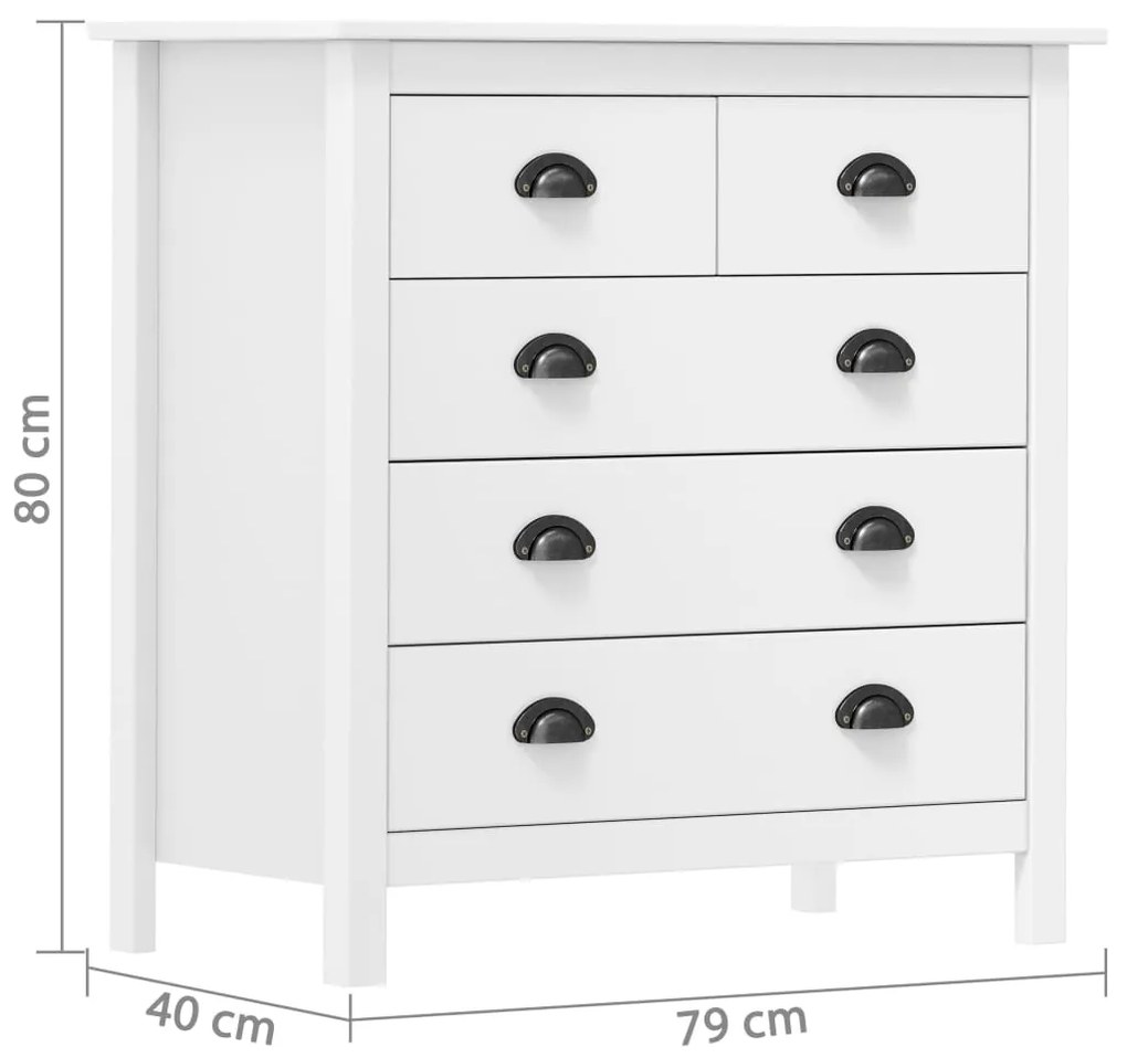 vidaXL Marketos Příborník Hill bílý 79 x 40 x 80 cm masivní borové dřevo