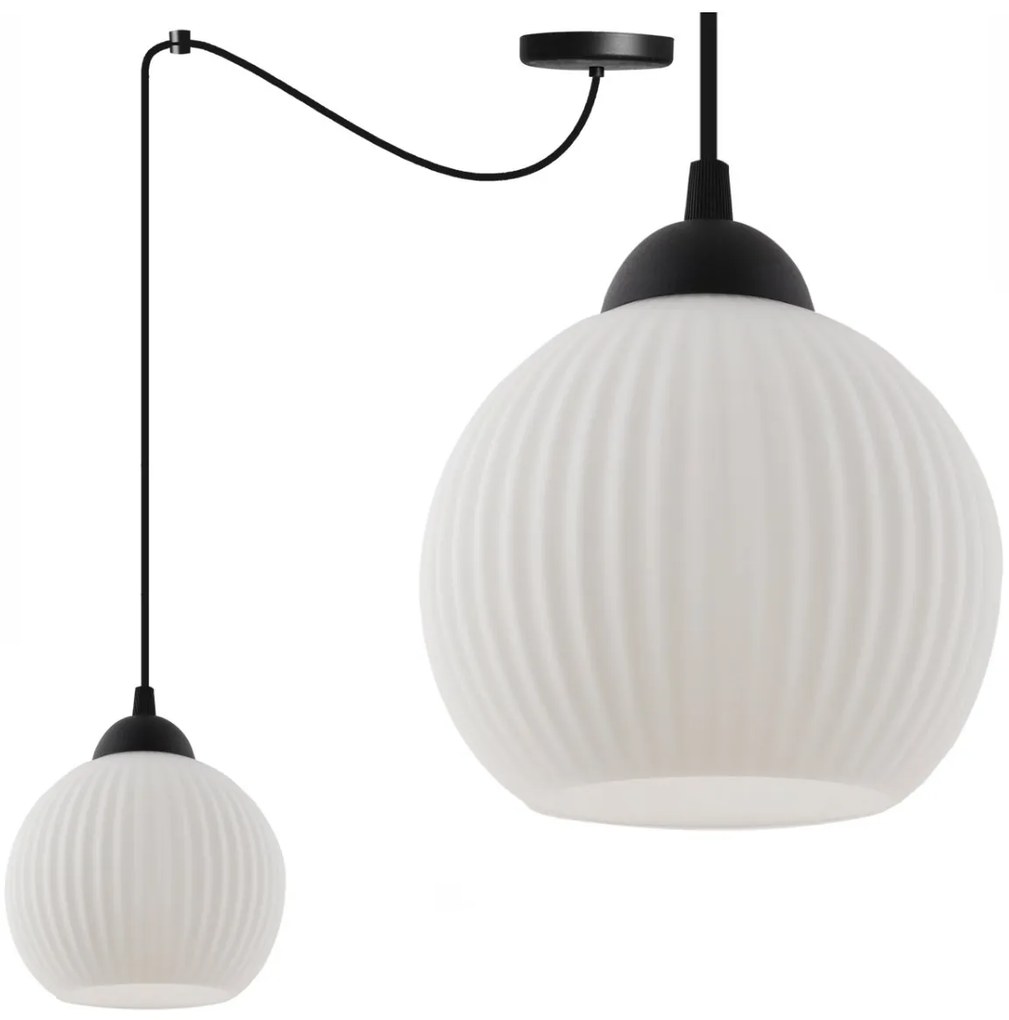 Závěsné svítidlo Riffle Round Spider, 1x bílé skleněné stínítko, b