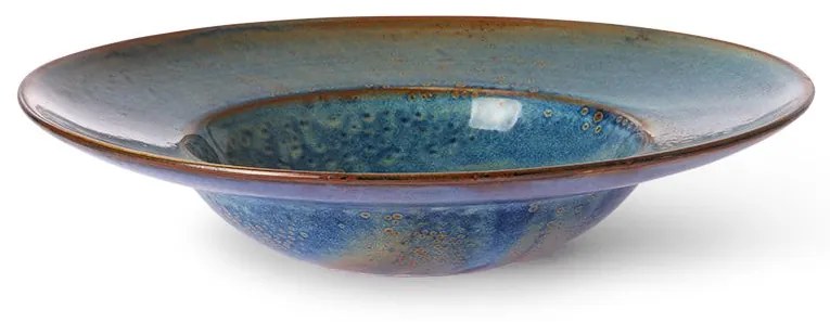 HKLIVING Rustikálně modrý keramický talíř na těstoviny Pasta Chef 28,5 x 6cm