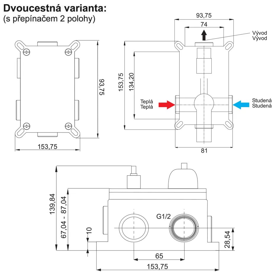 Mereo Sonáta sprchový set s dvoucestnou podomítkovou bateríí mosaz chrom CB650SS2