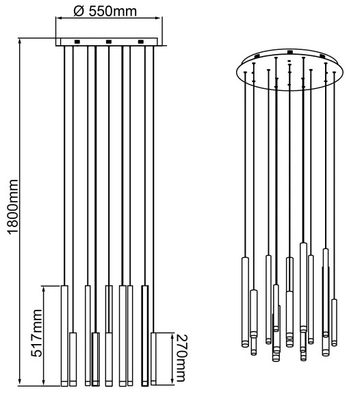 Brilliant -LED Stmívatelný lustr na lanku CEMBALO LED/70W/230V chrom/černá/hnědá