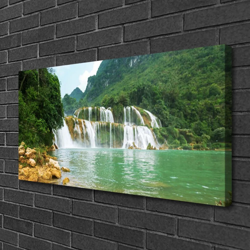 Obraz na plátně Les Vodopád Krajina 120x60 cm