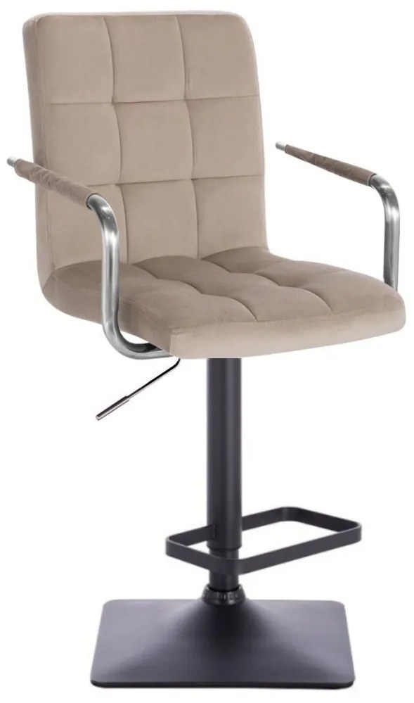 LuxuryForm DESIGN Barová židle VERONA VELUR na černé hranaté podstavě - latte