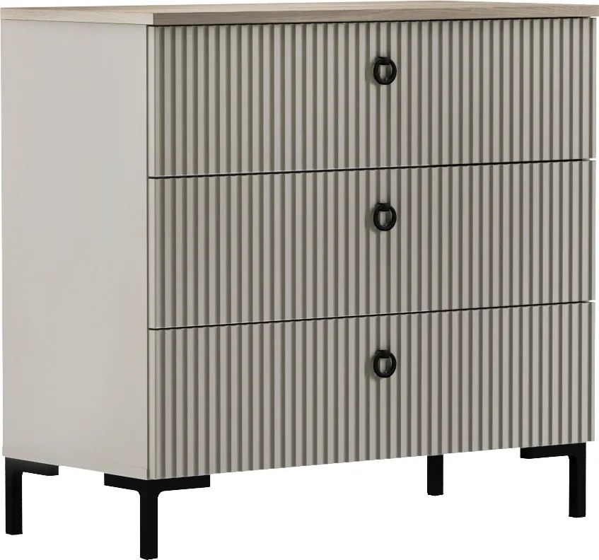 Komoda, šedohnědá Taupe/dub silverjack, DOMCA 3S