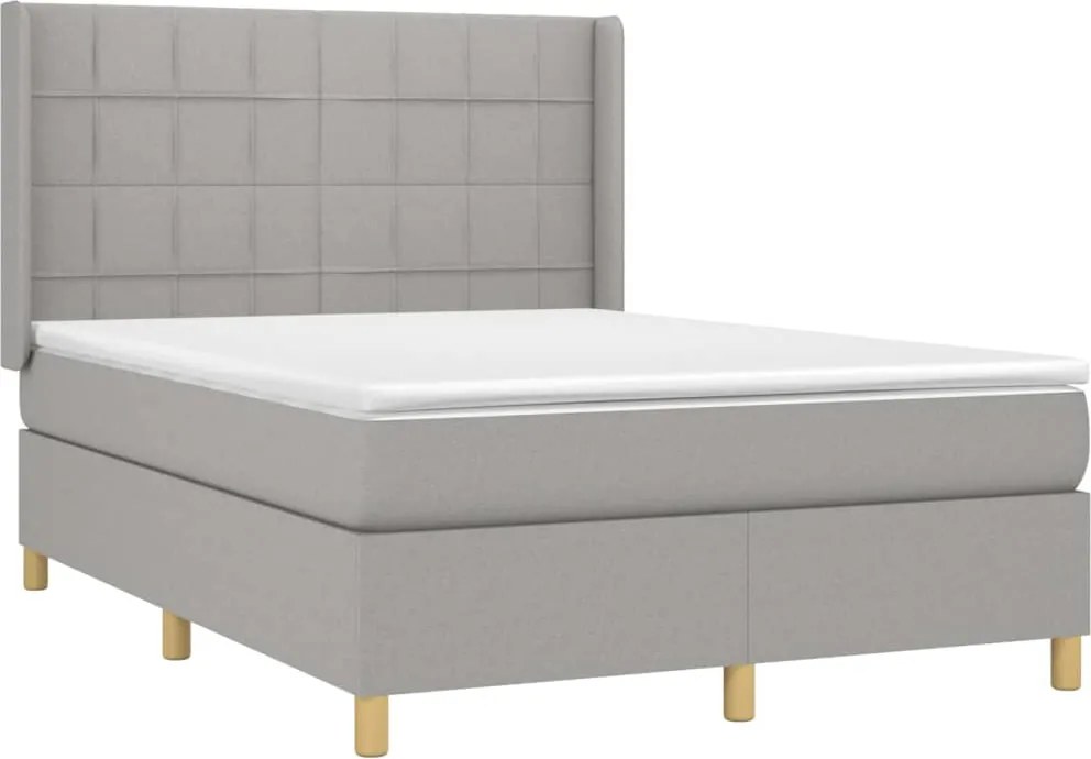 Box spring postel s matrací a LED světle šedá 140x190 cm textil 3138869