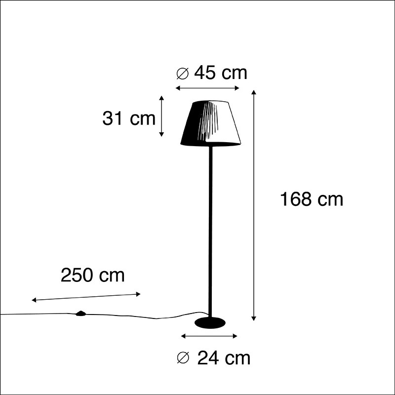 Moderní stojací lampa černá s bílým plisovaným stínítkem 45 cm - Simplo