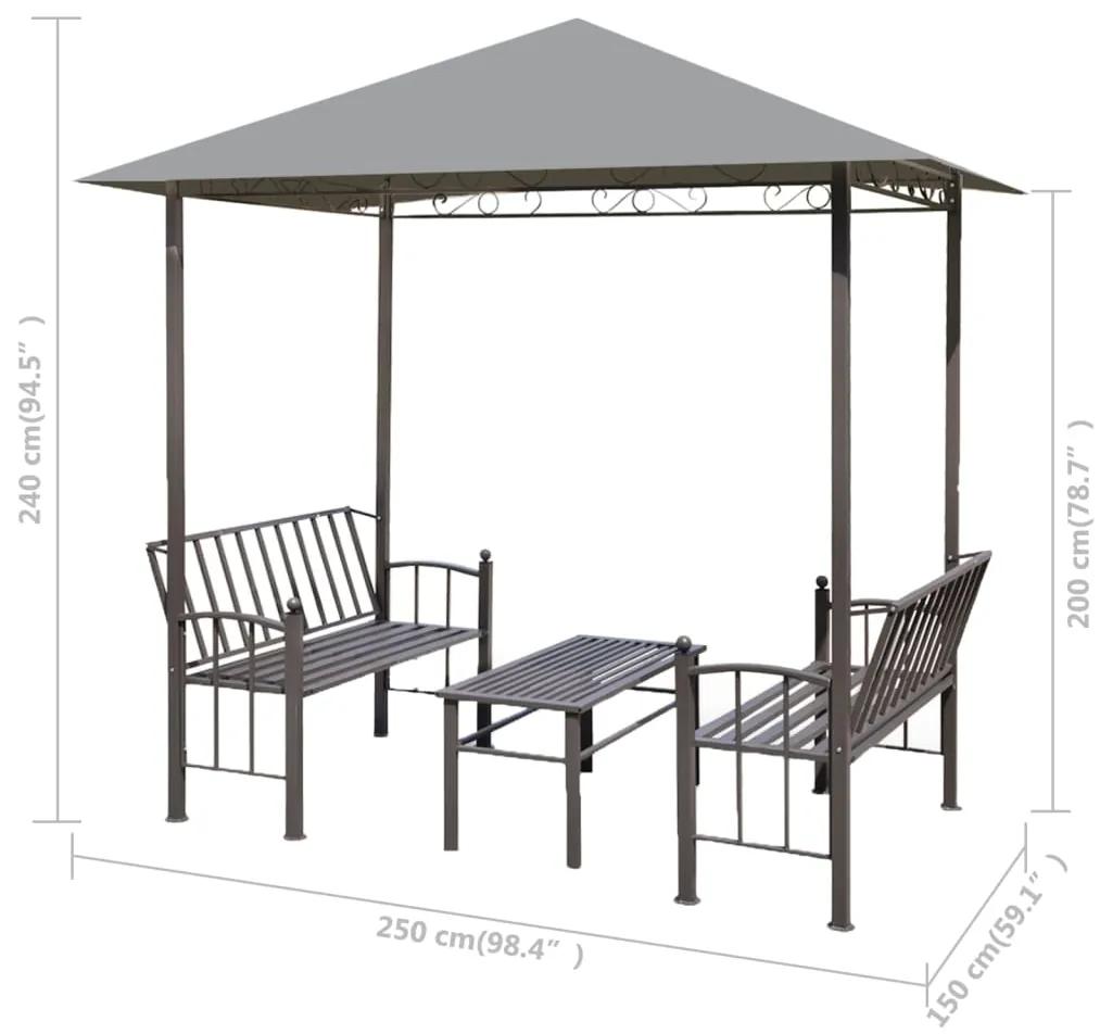 Zahradní altán se stolem a lavicemi 2,5x1,5x2,4 m antracitový - Default Title