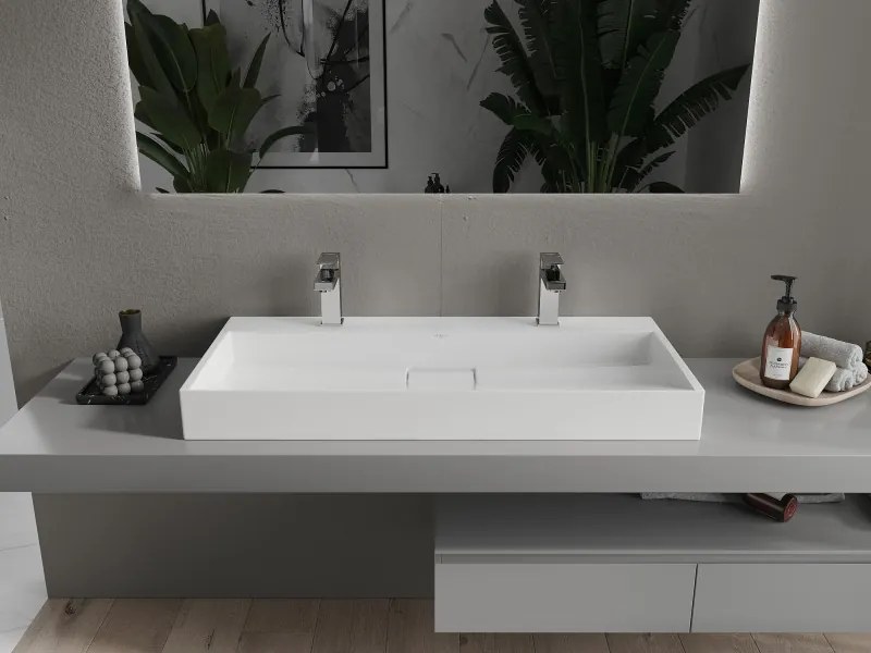 Mexen Ava umyvadlo na desku z konglomerátu 2/O 100 x 46 cm, bílá - 23011002