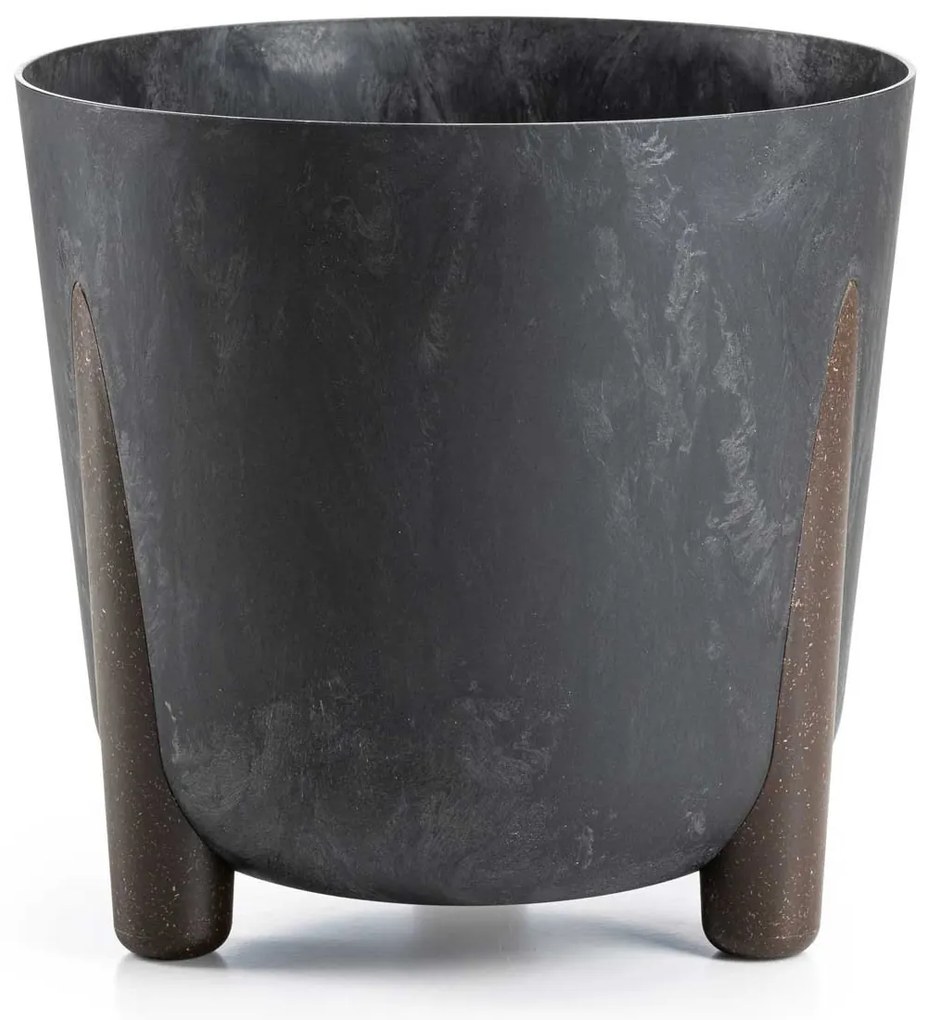 PLASTOVÝ KVĚTINÁČ MOSS 30X28,5 CM IMITACE BETONU ČERNÁ