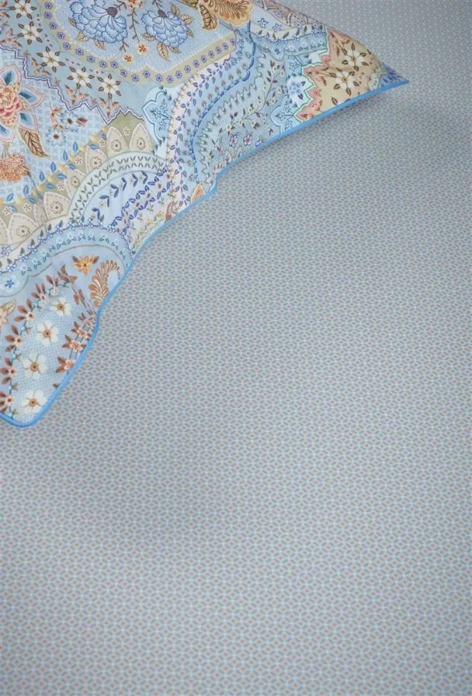 Pip Studio perkálové prostěradlo Cross Stitch, šedo-modré (Kvalitní perkálové prostěradlo od Pip Studia)