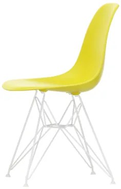 Eames Plastic Chair DSR bíle lakovaná žlutá černé na tvrdou podlahu Vitra