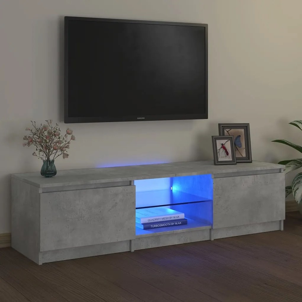 TV skříňka s LED osvětlením betonově šedá 140 x 40 x 36 cm