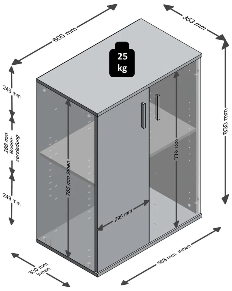 FMD Skříňka se 2 dvířky bílá a šedá