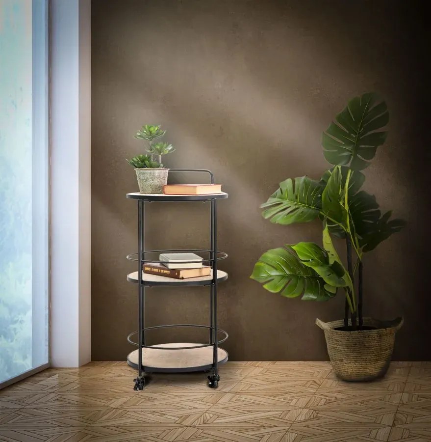 Servírovací vozík Arex 40 cm černý/hnědý