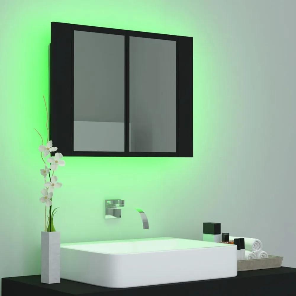 Petromila LED koupelnová skříňka se zrcadlem černá 60 x 12 x 45 cm akryl