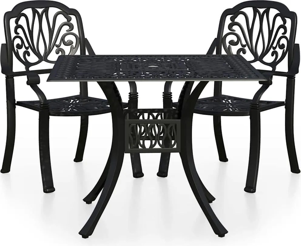 3dílný bistro set litý hliník černý 3070578