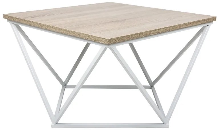 DekorStyle Konferenční stolek bílý Curved - světlý dub