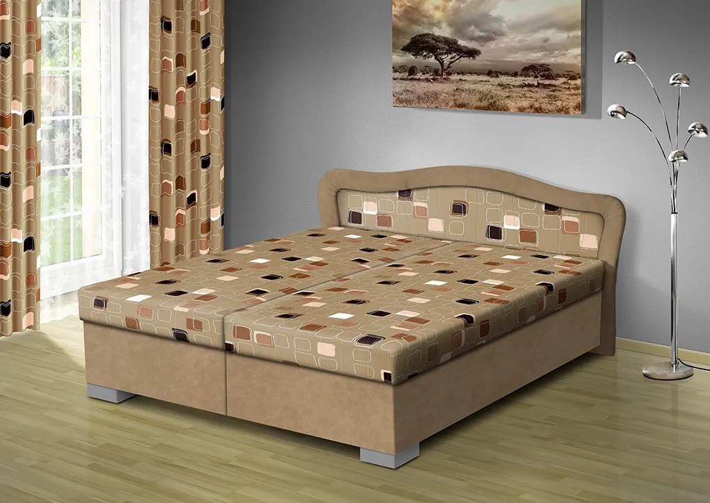 Nabytekmorava Čalouněná postel s úložným prostorem SÁRA 170 typ roštu: POLOHOVACÍ, barva čalounění: BÉŽOVÁ/Mega 16 hnědá