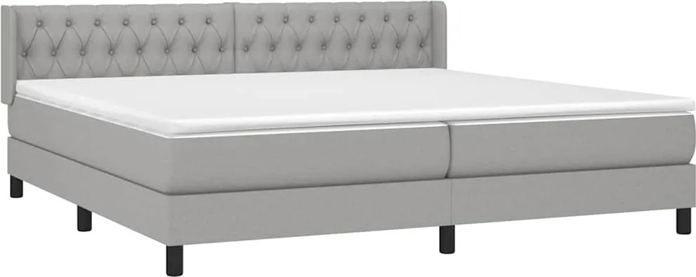 Box spring postel s matrací světle šedá 200 x 200 cm textil 3129977