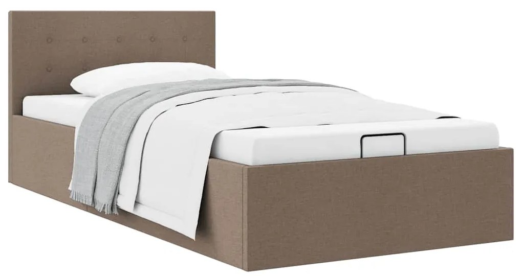 Rám postele s úložným prostorem taupe textil 100 x 200 cm 285595