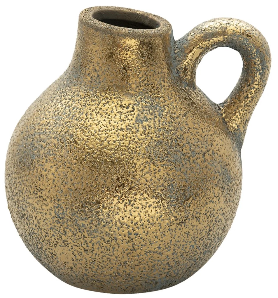 Zlatý keramický džbán z uchem a patinou Karis - 16*14*16 cm