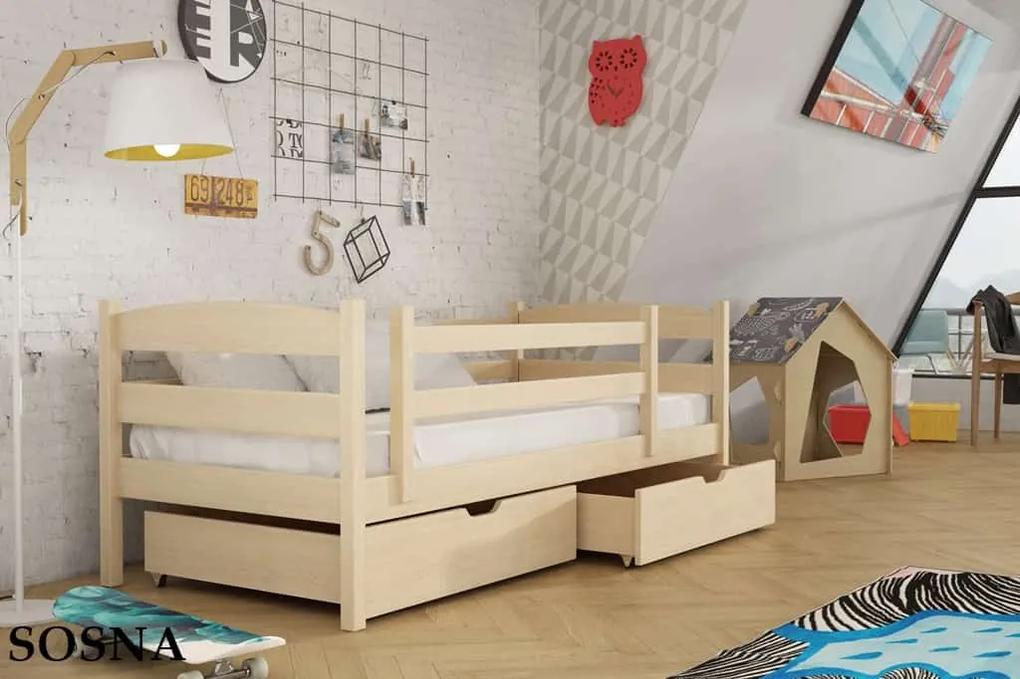 Dřevěná postel ZUZKA 90x190 cm s úložným prostorem borovice masiv
