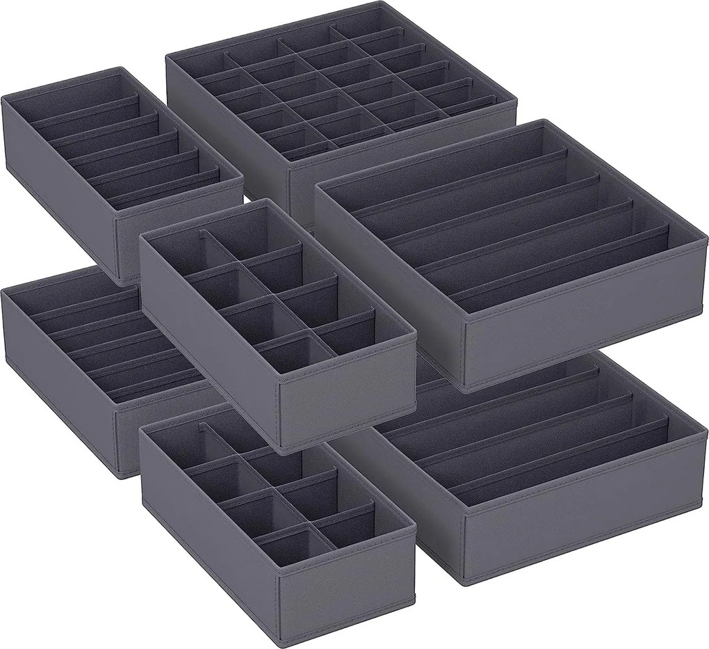 Organizéry do zásuvek, skládací textilní úložné boxy 8 ks, šedé